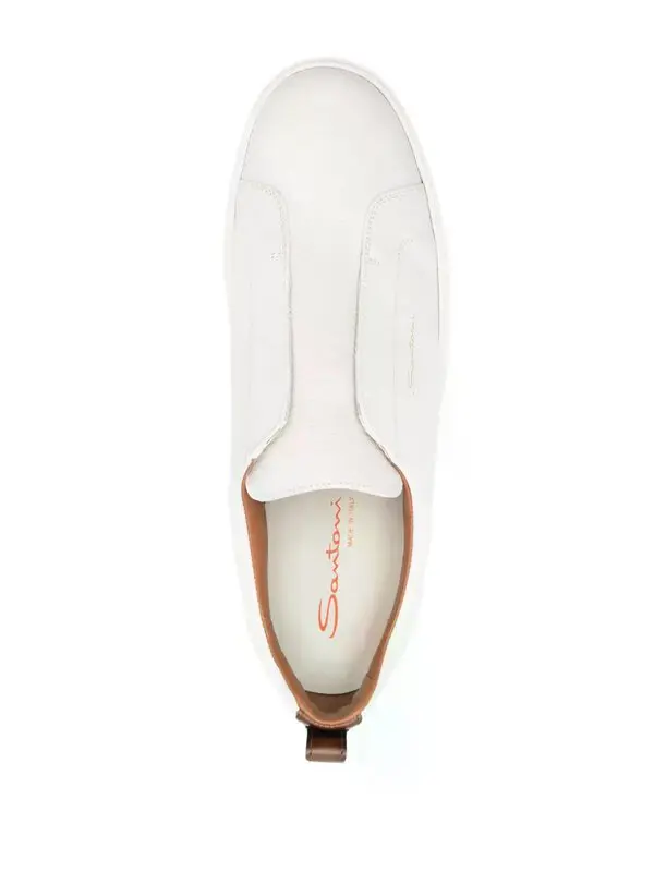 Santoni Logo-print Leather Sneakers - Neutrals