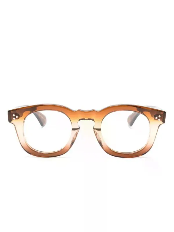 LESCA Logo-print Round-frame Glasses - Brown