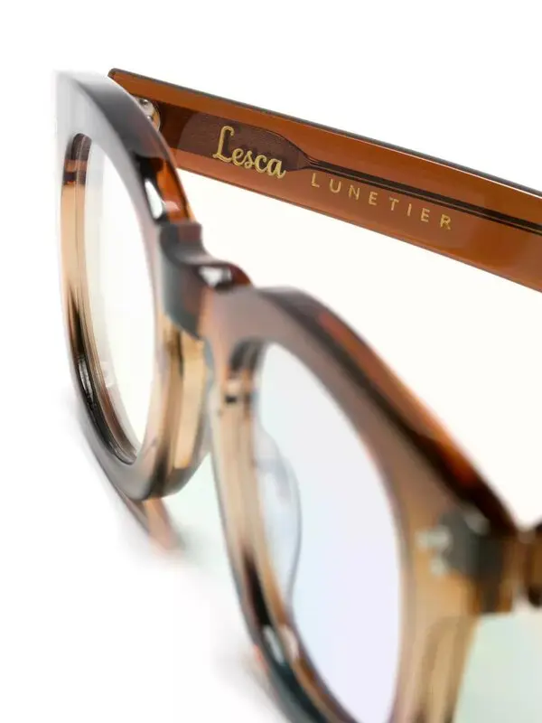 LESCA Logo-print Round-frame Glasses