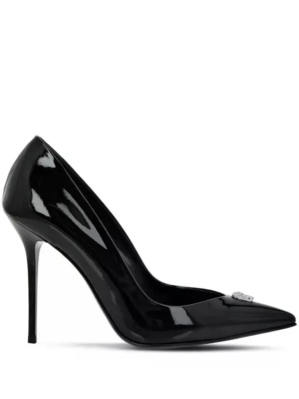 Philipp Plein 105mm Pointed-toe Leather Pumps - Black