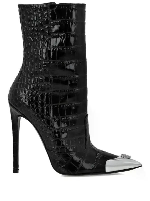 Philipp Plein 120mm Skull-appliqué Croco Boots