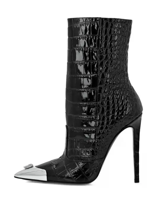 Philipp Plein 120mm Skull-appliqué Croco Boots