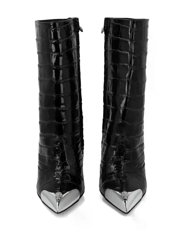 Philipp Plein 120mm Skull-appliqué Croco Boots