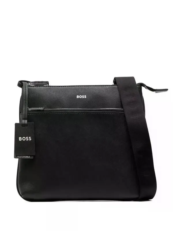 BOSS Leather Crossbody Bag - Black
