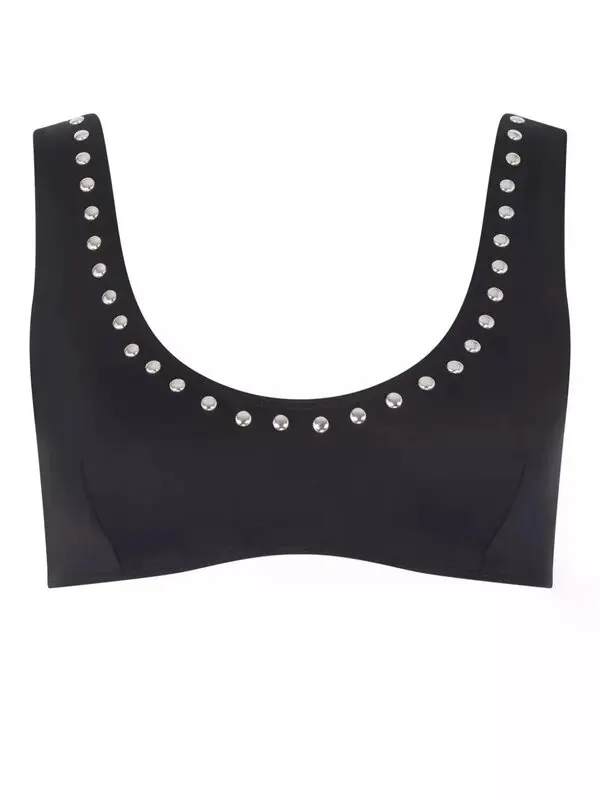 LET'S SWIM Studded Bikini Top - Black
