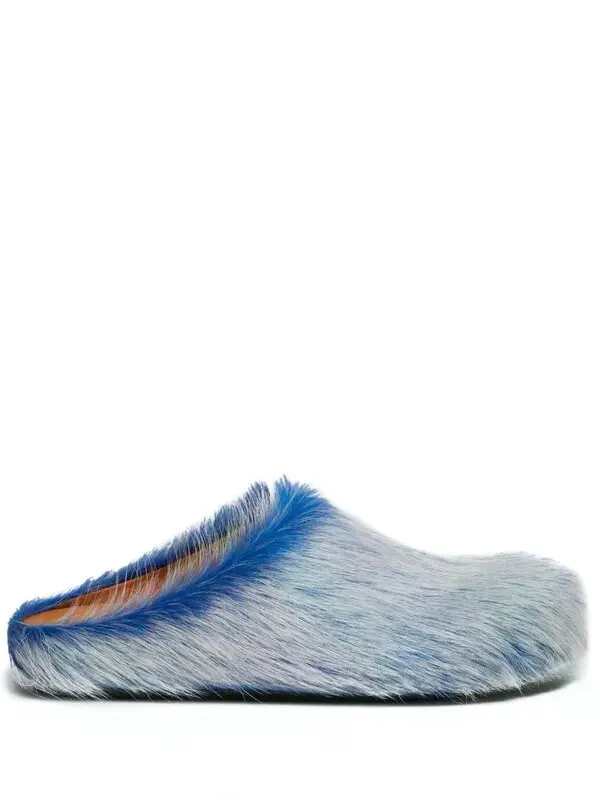 Marni Calf Hair Clogs - Blue
