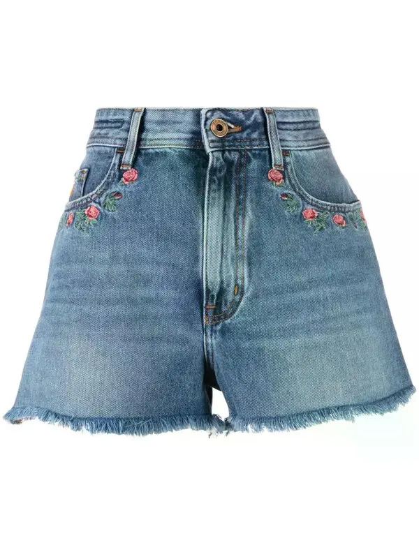 Jacob Cohen Floral-embroidered Denim Shorts