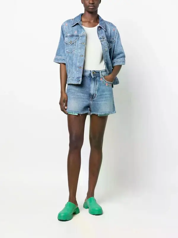 Jacob Cohen Floral-embroidered Denim Shorts
