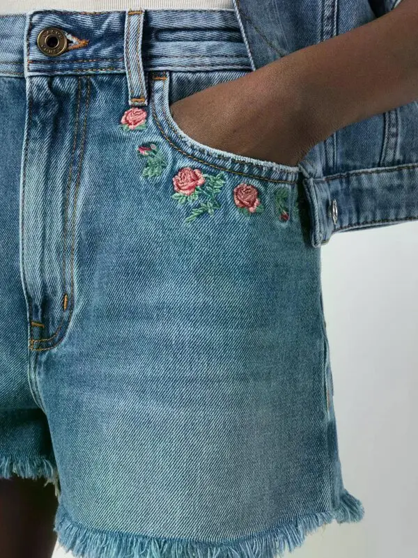 Jacob Cohen Floral-embroidered Denim Shorts