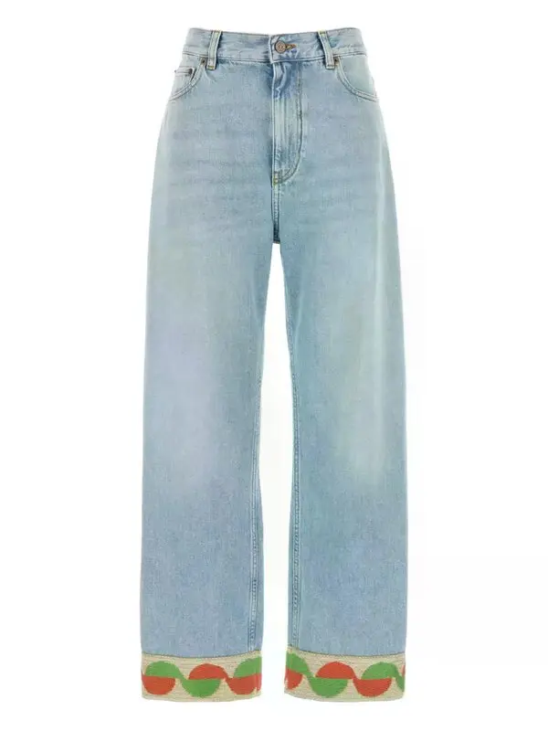 Valentino Garavani Jacquard-trim Straight Leg Jeans