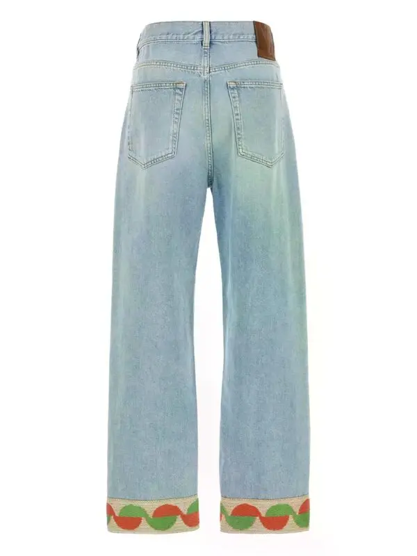 Valentino Garavani Jacquard-trim Straight Leg Jeans