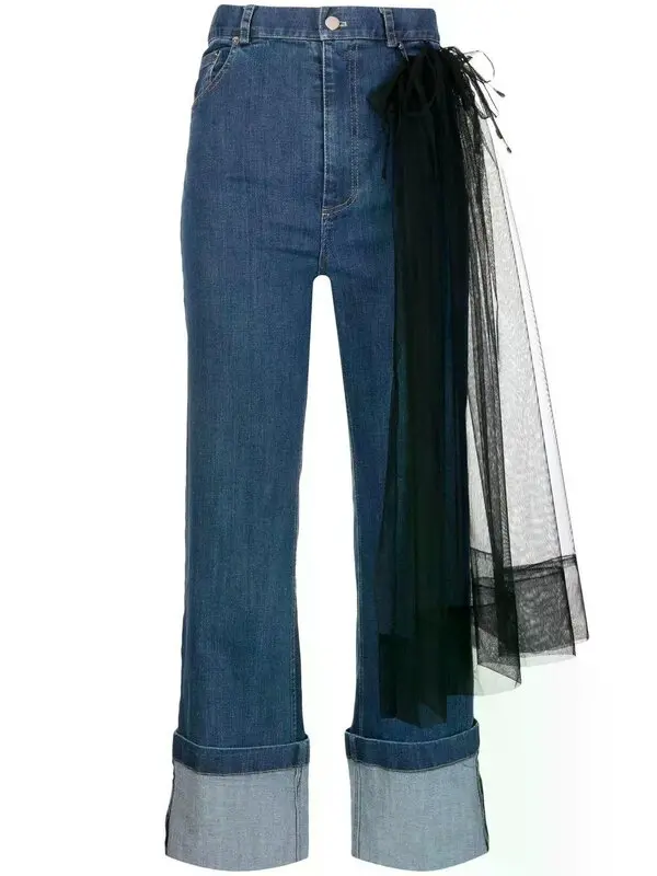 ACT Nº1 Tulle-panel Cropped Jeans