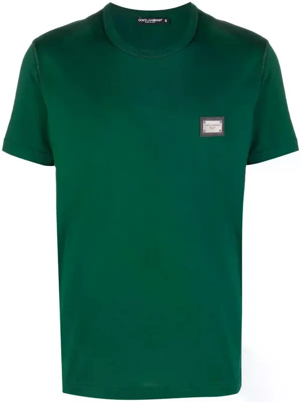 Dolce & Gabbana Cotton T-shirt With Branded Tag - Green