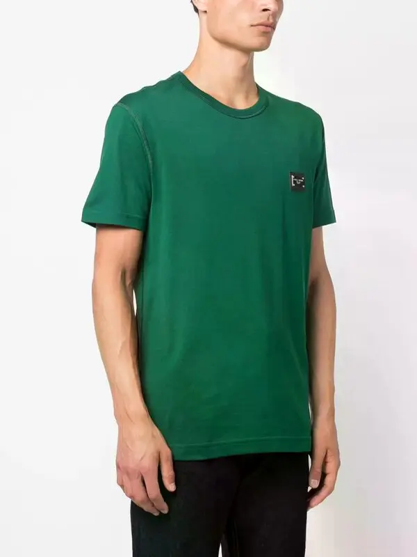 Dolce & Gabbana Cotton T-shirt With Branded Tag - Green