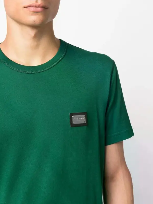 Dolce & Gabbana Cotton T-shirt With Branded Tag - Green