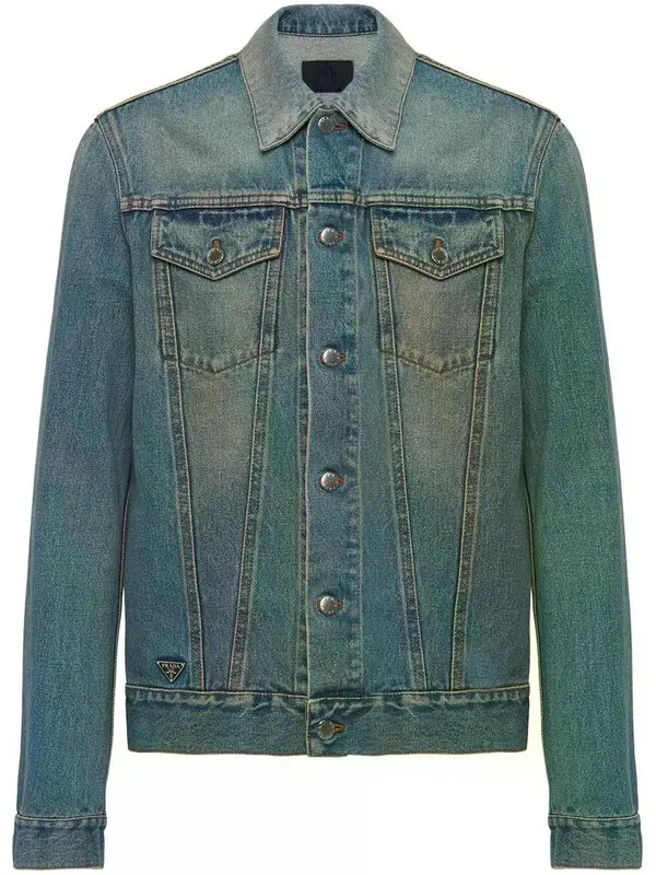Prada Triangle-logo Denim Blouson Jacket