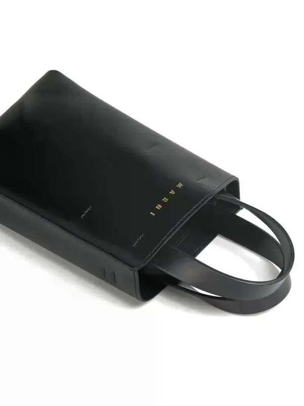 Marni Nano Museo Leather Tote Bag - Black