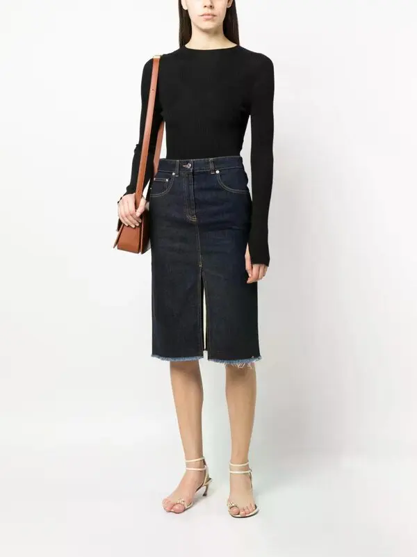 LANVIN Ribbed-knit Crew Neck Top - Black
