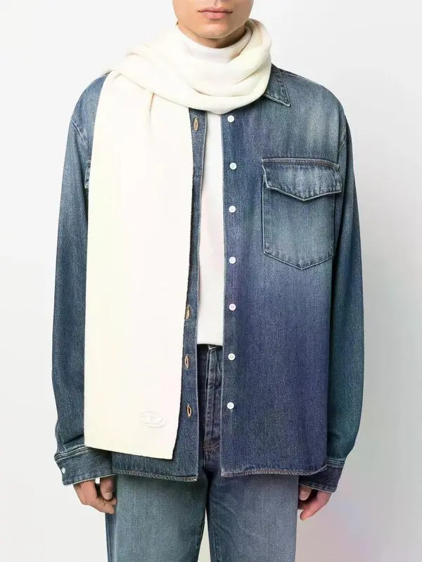 DIESEL® K-coder Ribbed Wool-blend Scarf - Neutrals