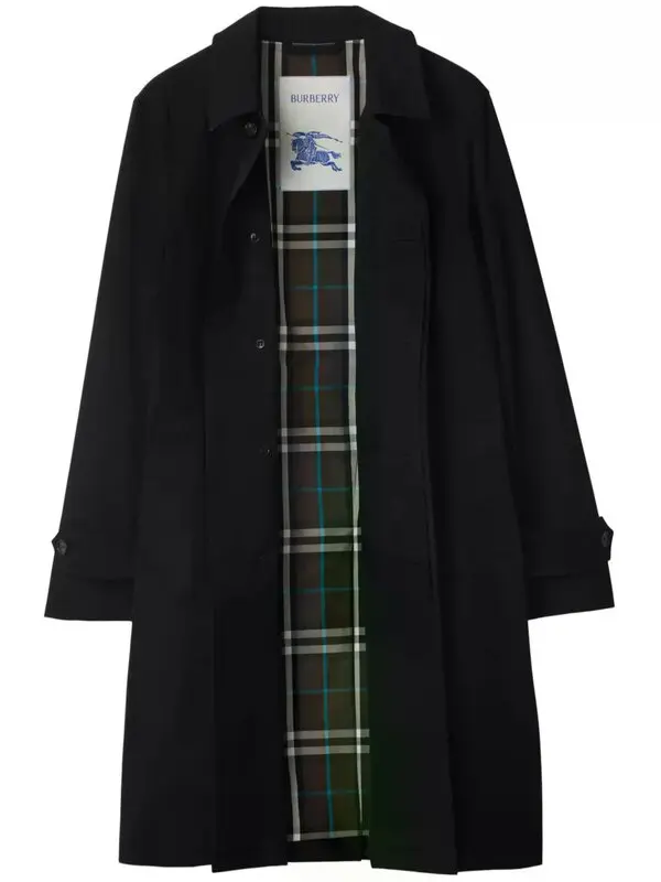 Burberry Pointed Collar Gabardine Coat - Black