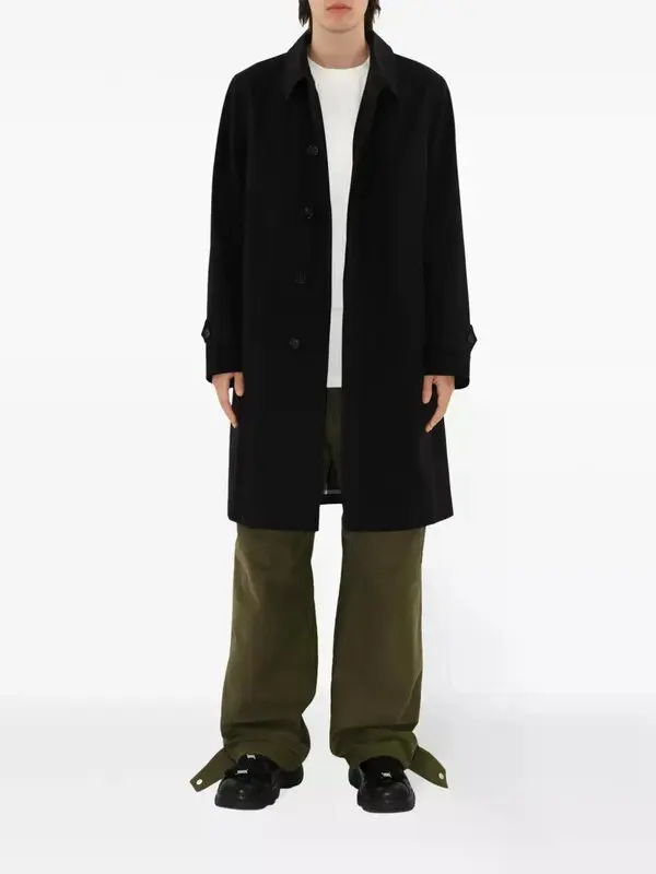 Burberry Pointed Collar Gabardine Coat - Black