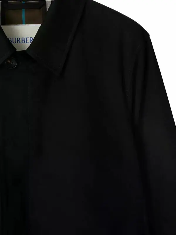 Burberry Pointed Collar Gabardine Coat - Black