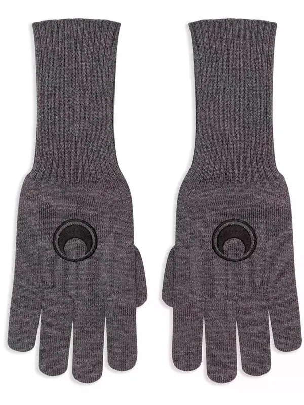 MARINE SERRE Ribbed Knit Full-finger Gloves - Grey