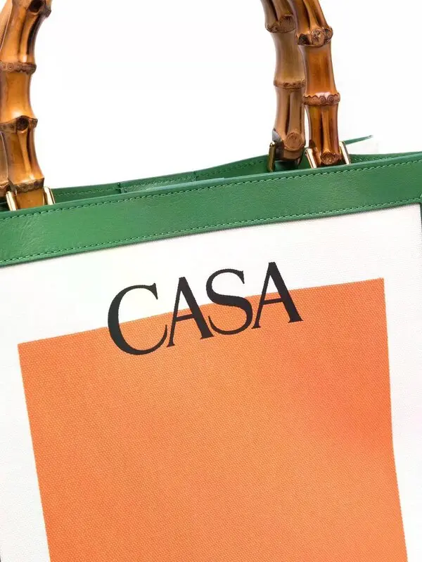 Casablanca Logo-print Bamboo-handle Tote Bag