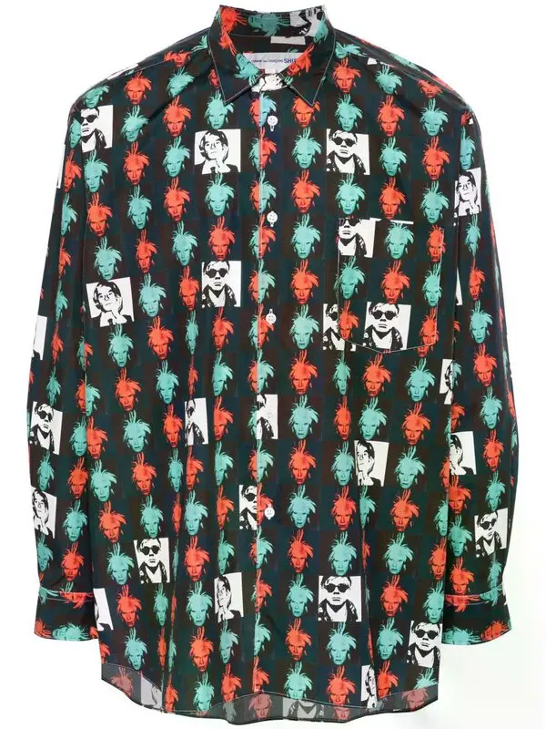 Comme Des Garçons Andy Warhol-print Cotton Shirt - Black