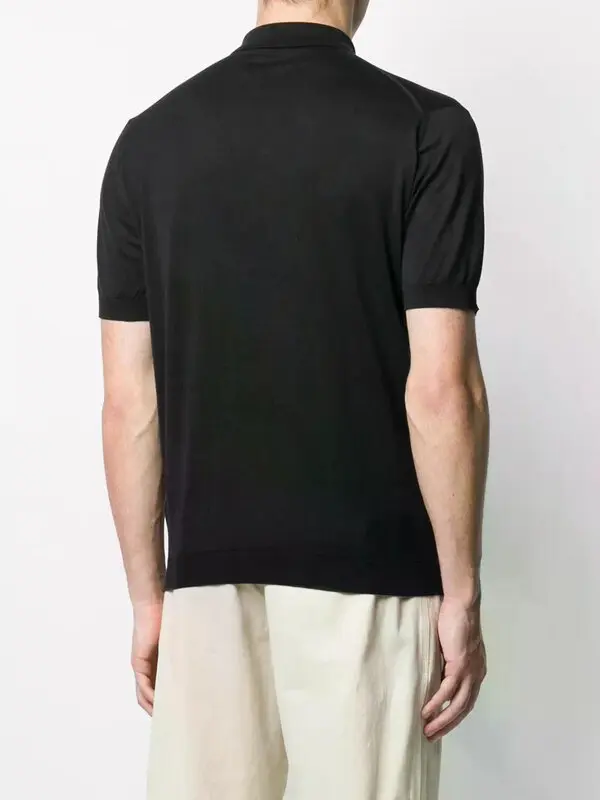 John Smedley Short Sleeve Polo Shirt - Black