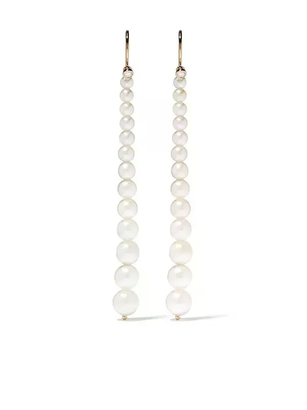Mizuki 14kt Yellow Akoya Pearl And Diamond Drop Earrings - Gold