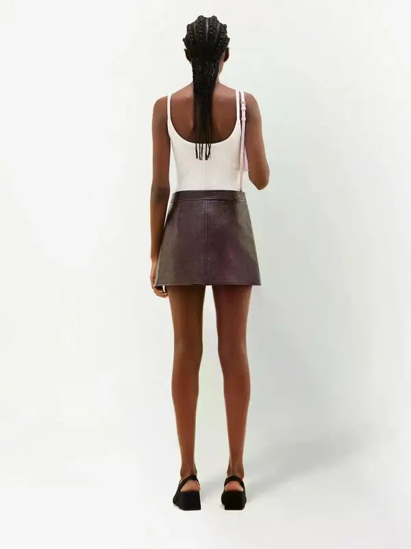 COURREGES A-line Mini Skirt With Logo Patch - Brown