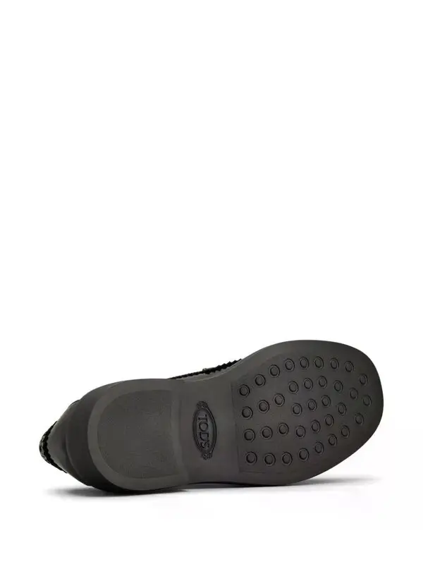 TOD'S Brogue-trim Leather Loafers - Black