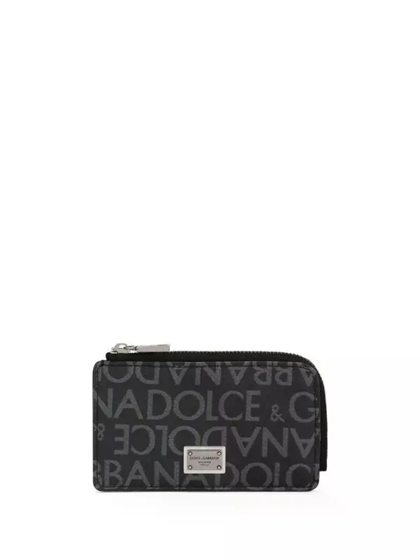 Dolce & Gabbana Logo-jacquard Zip Around Wallet - Black