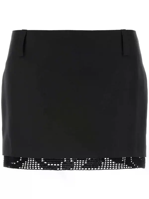 Magda Butrym Silk Mini Skirt With Crochet Trim