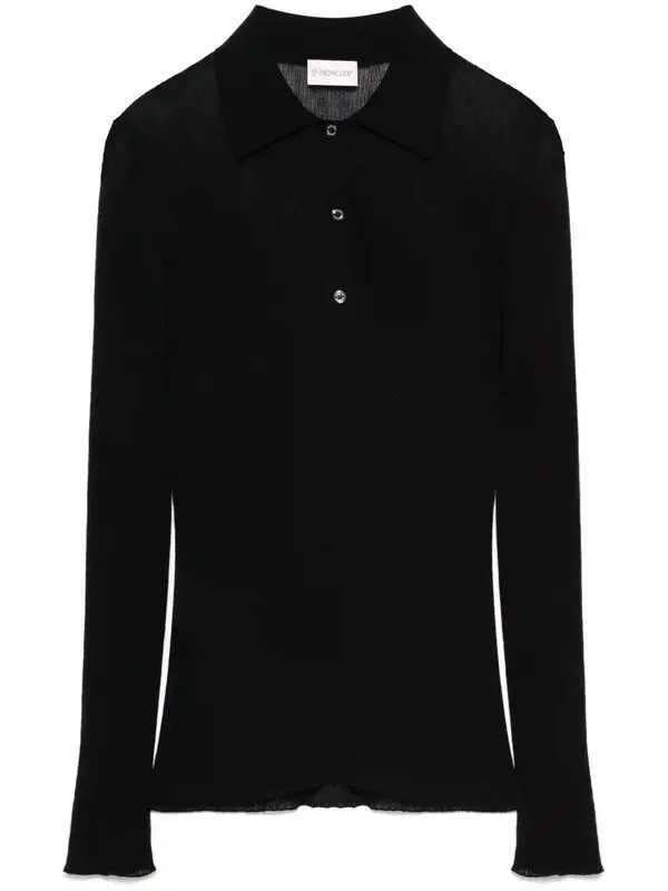 Moncler Fine-ribbed Polo Top