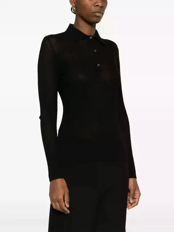 Moncler Fine-ribbed Polo Top