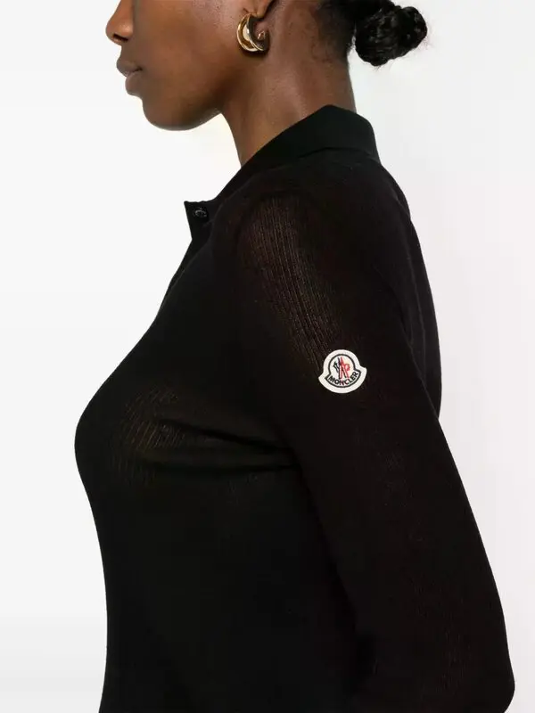 Moncler Fine-ribbed Polo Top