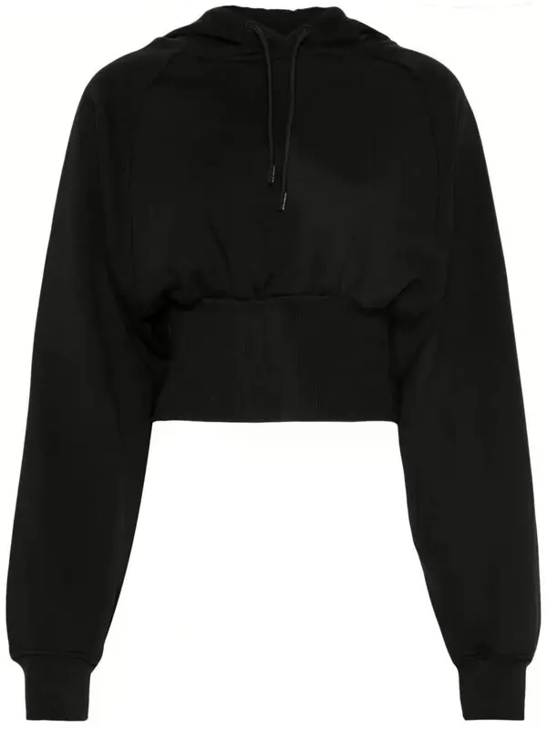 Adidas By Stella McCartney Cropped Organic Cotton Jersey Hoodie - Black