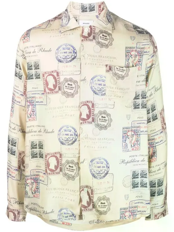 Rhude Passport Stamp Print Shirt