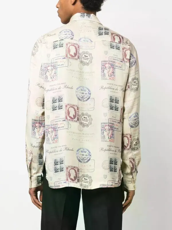 Rhude Passport Stamp Print Shirt