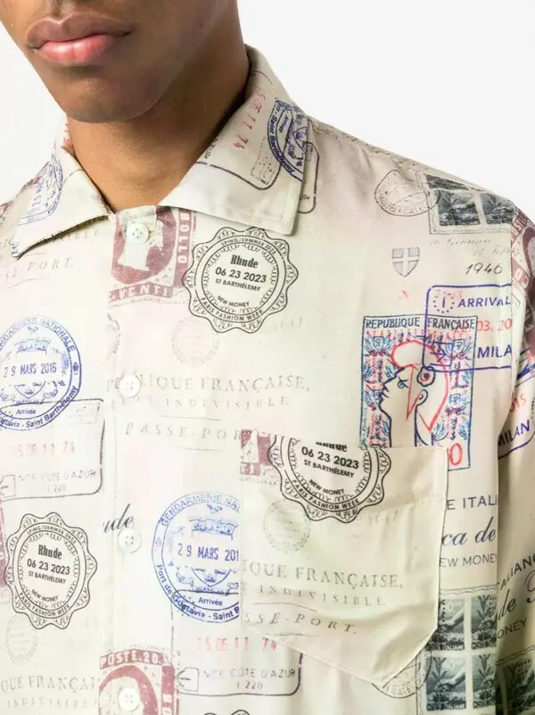 Rhude Passport Stamp Print Shirt