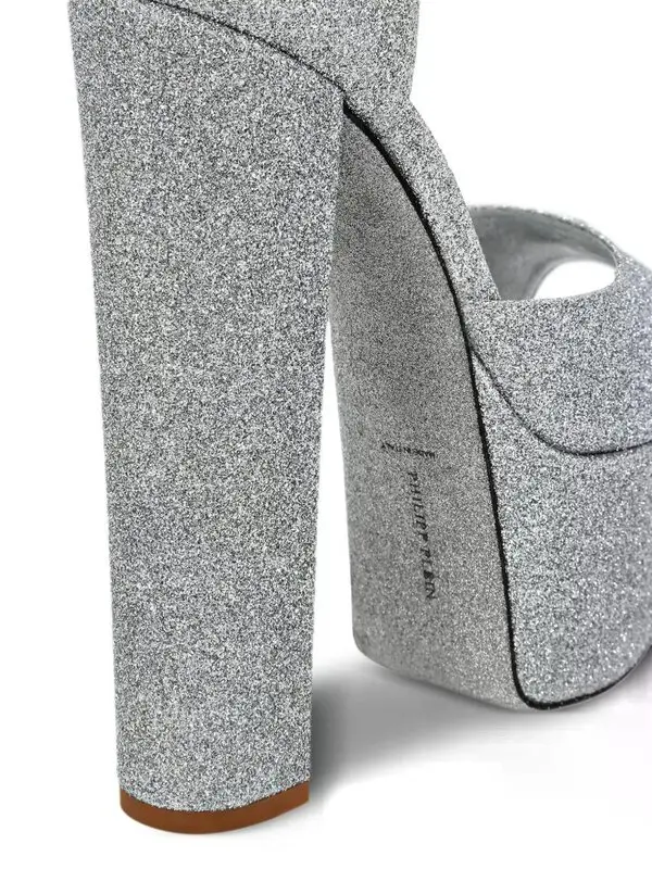 Philipp Plein 120mm Glitter-detailing Leather Sandals