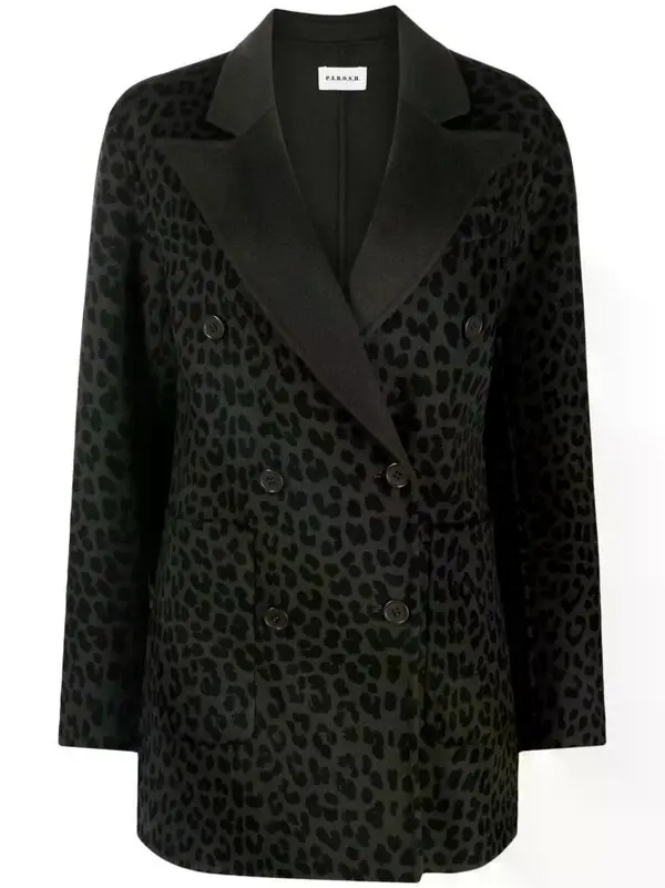 P.a.r.o.s.h Cheetah-print Double-breasted Blazer - Green
