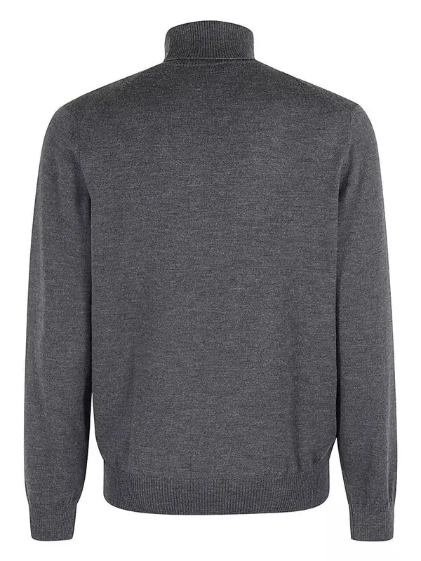 FAY Roll-neck Virgin Wool Sweater - Grey