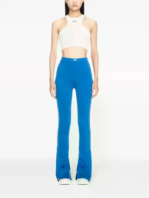 Off-White Logo-waistband Flared Leggings - Blue