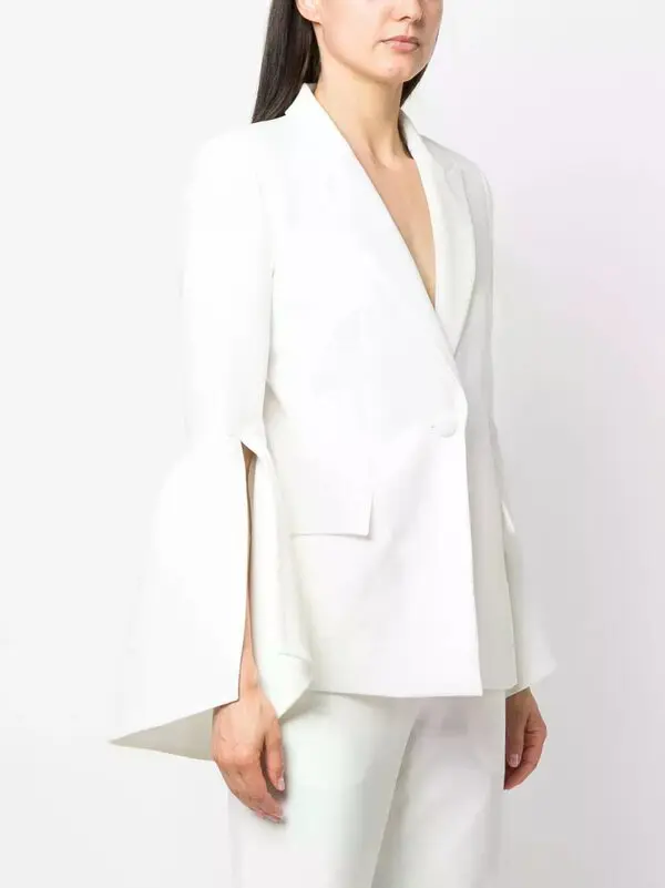Prabal Gurung Slit-sleeve Single-breasted Blazer - White