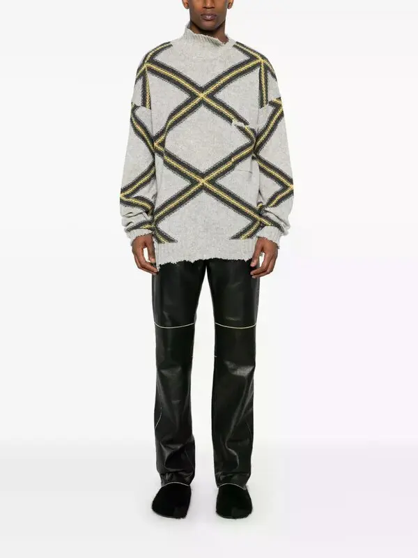 Marni Diamond-check Distressed Jumper