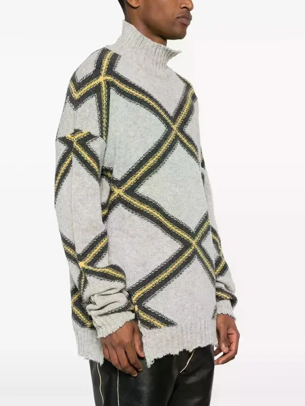 Marni Diamond-check Distressed Jumper