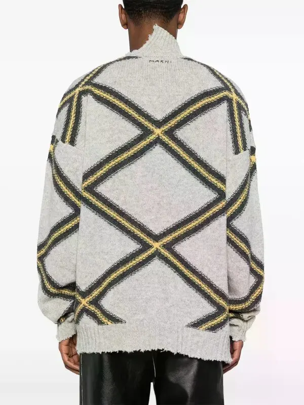 Marni Diamond-check Distressed Jumper